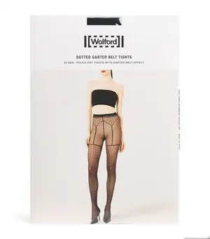 Wolford Dotted Garter Belt 20 Denier Tights - Black