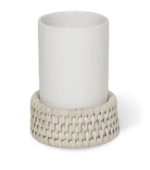 DECOR WALTHER Rattan-porcelain Toiletry Holder - Brown