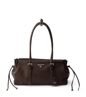 Prada Medium Antiqued Leather Bonnie Shoulder Bag - Brown
