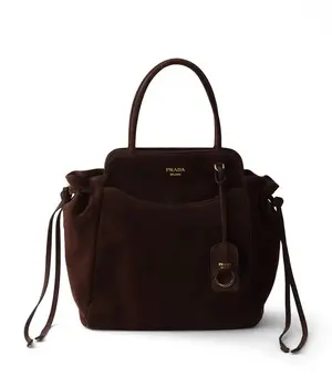 Prada Medium Suede Carry Top-handle Bag - Brown