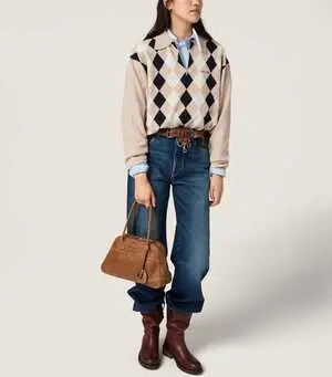 Miu Miu Large Nappa Leather Vivant Top-handle Bag - Brown