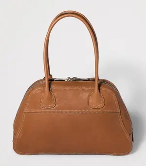 Miu Miu Large Nappa Leather Vivant Top-handle Bag - Brown