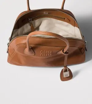 Miu Miu Large Nappa Leather Vivant Top-handle Bag - Brown