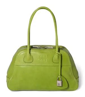 Miu Miu Large Nappa Leather Vivant Top-handle Bag - Green
