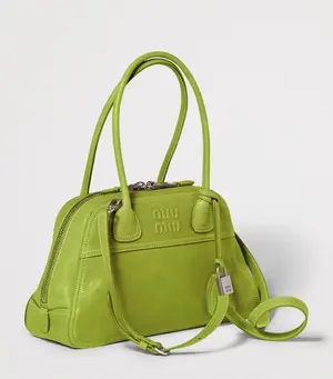 Miu Miu Large Nappa Leather Vivant Top-handle Bag - Green