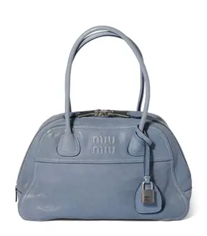 Miu Miu Large Nappa Leather Vivant Top-handle Bag - Blue