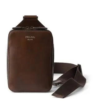 Prada Leather Brique Cross-body Bag - Brown