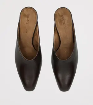 Khaite Leather Colt Heeled Mules 50