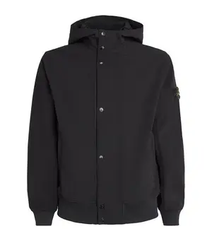 Stone Island Light Soft Shell-r Hooded Jacket - Black