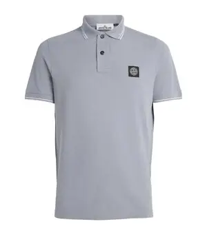 Stone Island Cotton Compass Polo Shirt - Grey