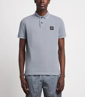 Stone Island Cotton Compass Polo Shirt - Grey