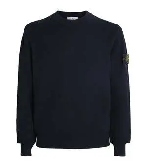 Stone Island Ribbed Compass Patch Sweatshirt - Navy