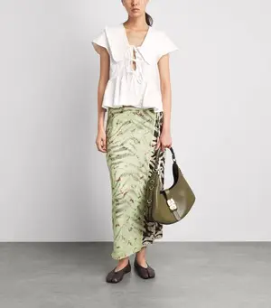 GANNI Cotton Peplum Blouse With Bow Detail And Ruffled Collar