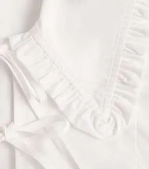 GANNI Cotton Peplum Blouse With Bow Detail And Ruffled Collar