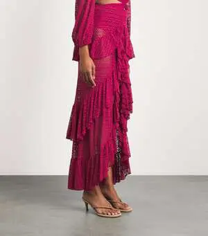PatBO Crochet Ruffle Maxi Skirt