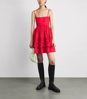 GANNI Cotton Ruffled Mini Dress