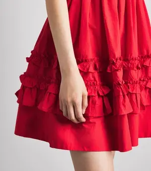 GANNI Cotton Ruffled Mini Dress
