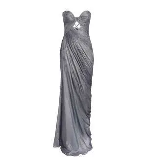 MARIA LUCIA HOHAN Silk Strapless Zephyra Gown - Blue