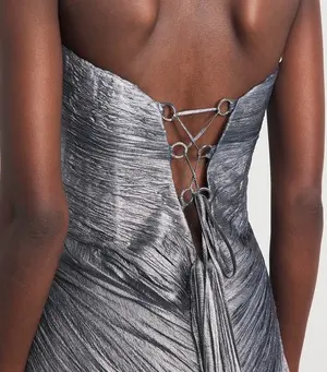 MARIA LUCIA HOHAN Metallic Silk Mousseline Strapless Gown