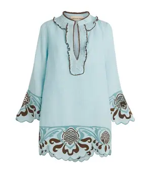 Lug Von Siga Linen Embroidered Tess Mini Dress - Blue