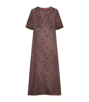 Max & Co. Floral Jacquard Midi Dress - Brown