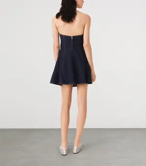 Maje Denim Halterneck Mini Dress With Removable Brooch