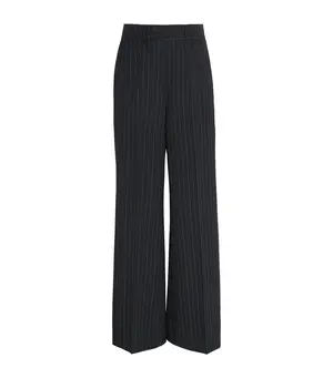 ME+EM Pinstripe Wide-leg Trousers - Black