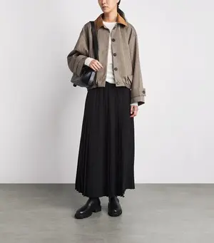 ME+EM Crepe Maxi Skirt With Slit And Pleats - Black
