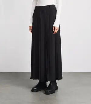 ME+EM Crepe Maxi Skirt With Slit And Pleats - Black