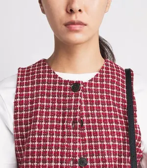 ME+EM Jacquard Button-up Sleeveless Top