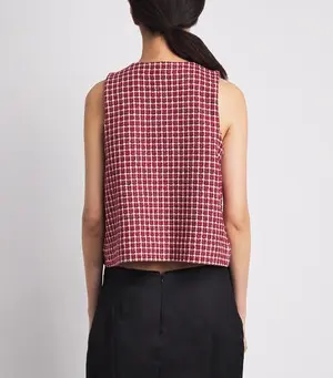 ME+EM Jacquard Button-up Sleeveless Top