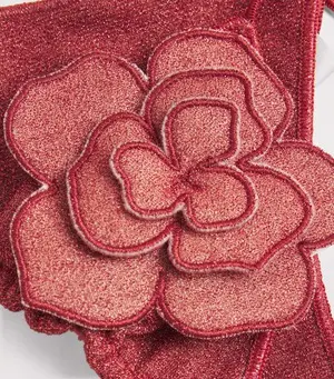 Oseree Floral Appliqué Triangle Bikini - Red