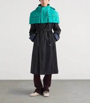 Prada Cotton-blend Collarless Trench Coat