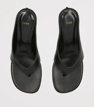 JUDE Shirakabegura Leather Yaga Wedge Sandals 85 - Black