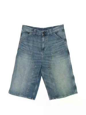 Carhartt Work In Progress Og Oversized Loose Fit Double Knee Short Long Denim Short - Blue
