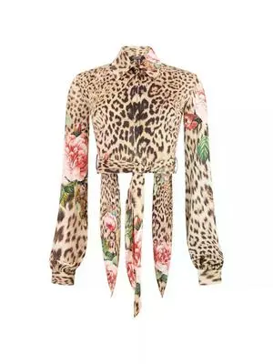 Roberto Cavalli Printed Floral Leopard Shirt