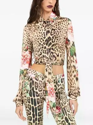 Roberto Cavalli Printed Floral Leopard Shirt