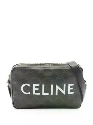 Celine 2010s Triomphe Logo Cross Body Bag - Black