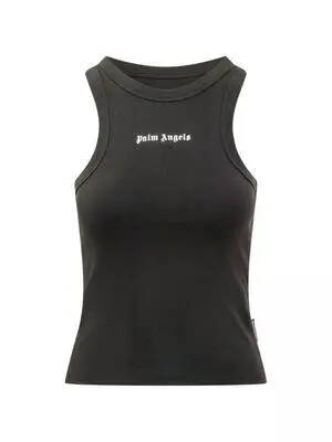 Palm Angels Logo-print Ribbed Tank Top - Black