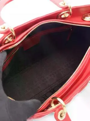 Dior Lady Cannage Tote Bag - Red