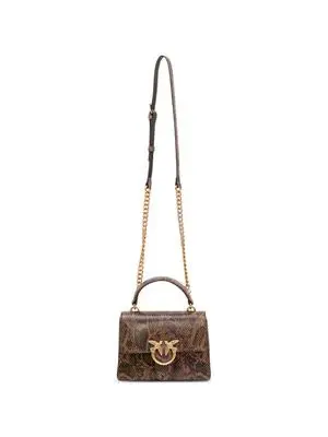 Pinko Mini Love Bag One Top Handle Light Handbag In Python-print Leather