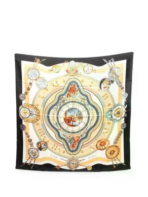 Hermès 2010s Clock-print Scarf - Neutrals