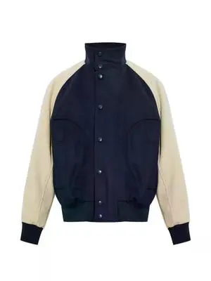 Balmain Logo-embroidered Colour-block Bomber Jacket - Blue