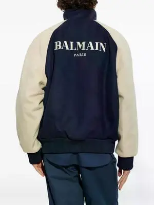 Balmain Logo-embroidered Colour-block Bomber Jacket