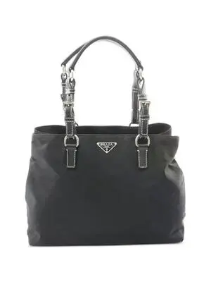 Prada Logo Detail Tote Bag - Black