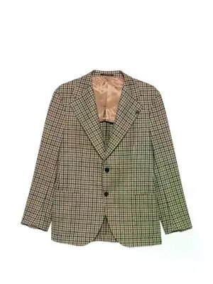 GABRIELE PASINI Check-pattern Peak-lapels Blazer - Neutrals