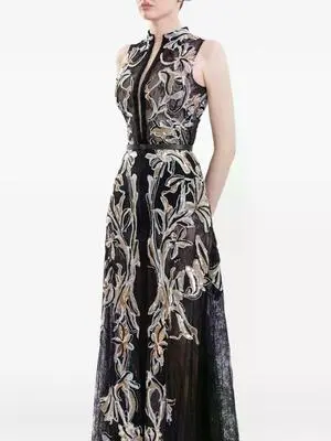 SAIID KOBEISY Embroidered Lace Gown