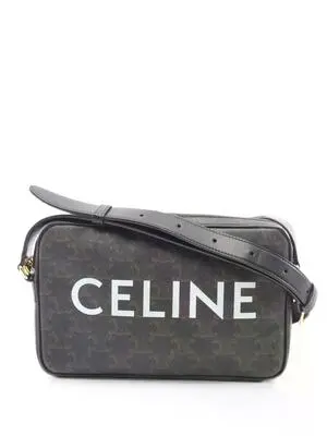 Celine 2010s Triomphe Shoulder Bag - Black
