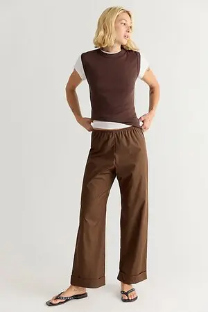 Donni. Pop Pinstripe Simple Pants At - Walnut