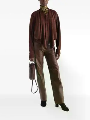 LEMAIRE Merino Wool Blend Trompe-l’œil Cardigan - Brown